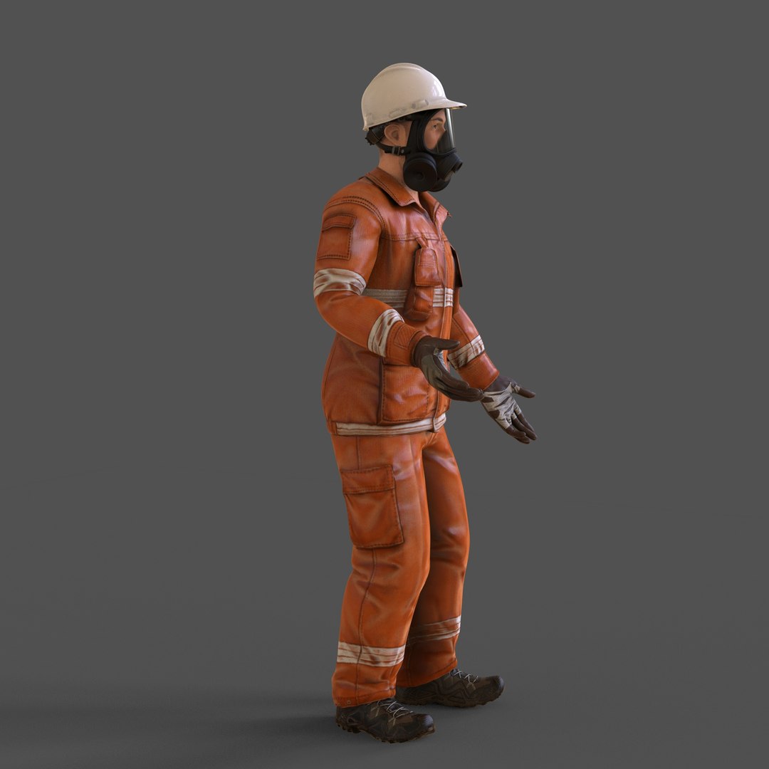 Gas Mask Worker Character Rigged Animated 3D Model - TurboSquid 2060397