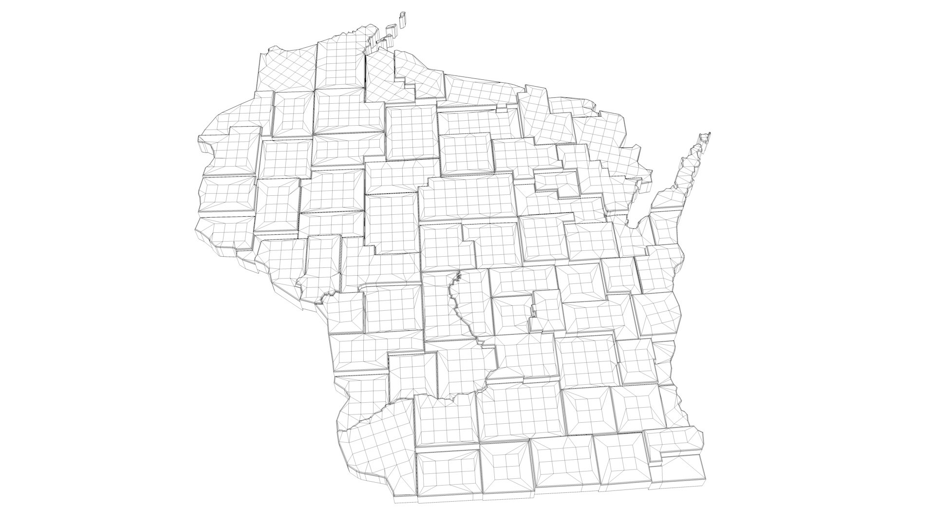 3D Wisconsin Counties - Map Of United States Of America USA ...