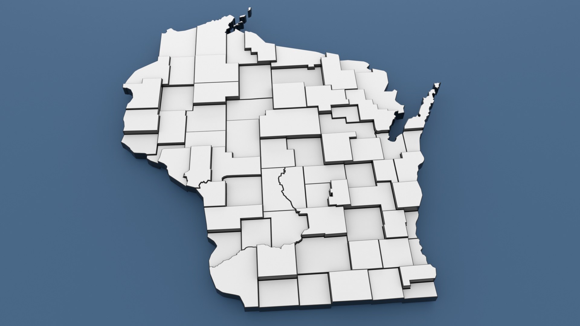 3D Wisconsin Counties - Map Of United States Of America USA ...
