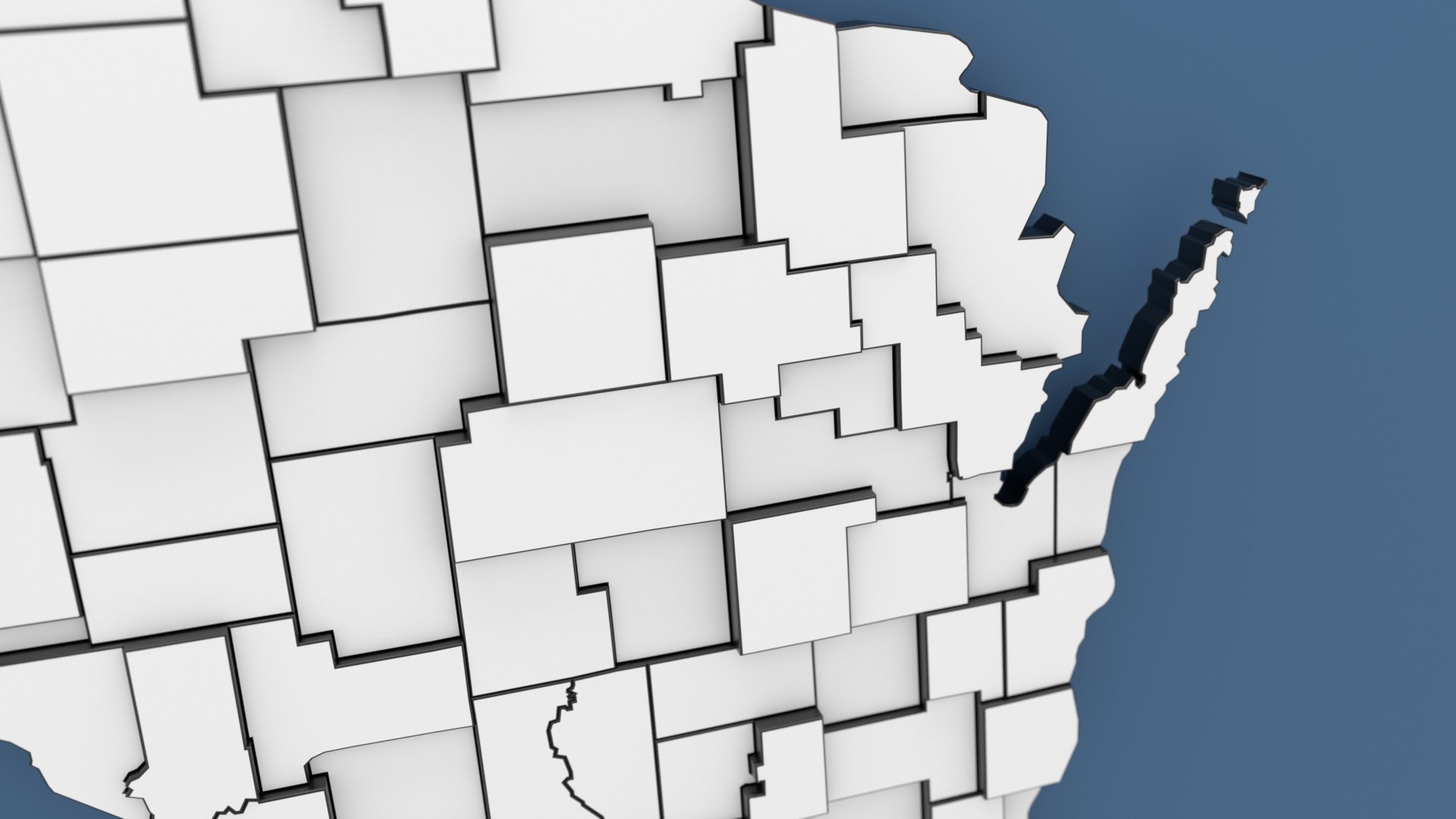 3D Wisconsin Counties - Map Of United States Of America USA ...