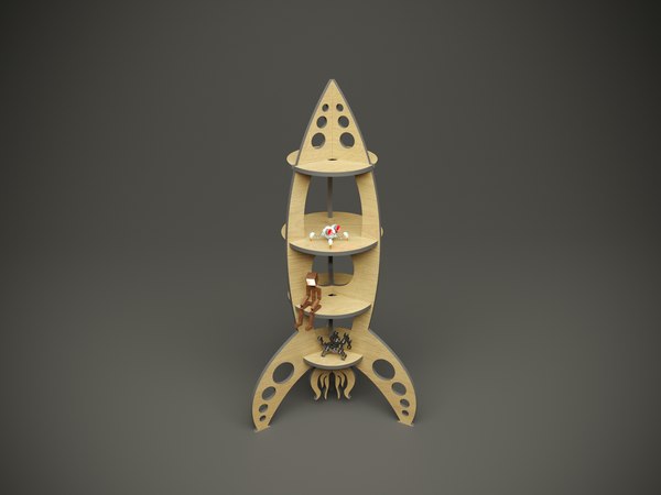 modelo 3d Wood parametric rocket childrens shelf model for cnc machine ...