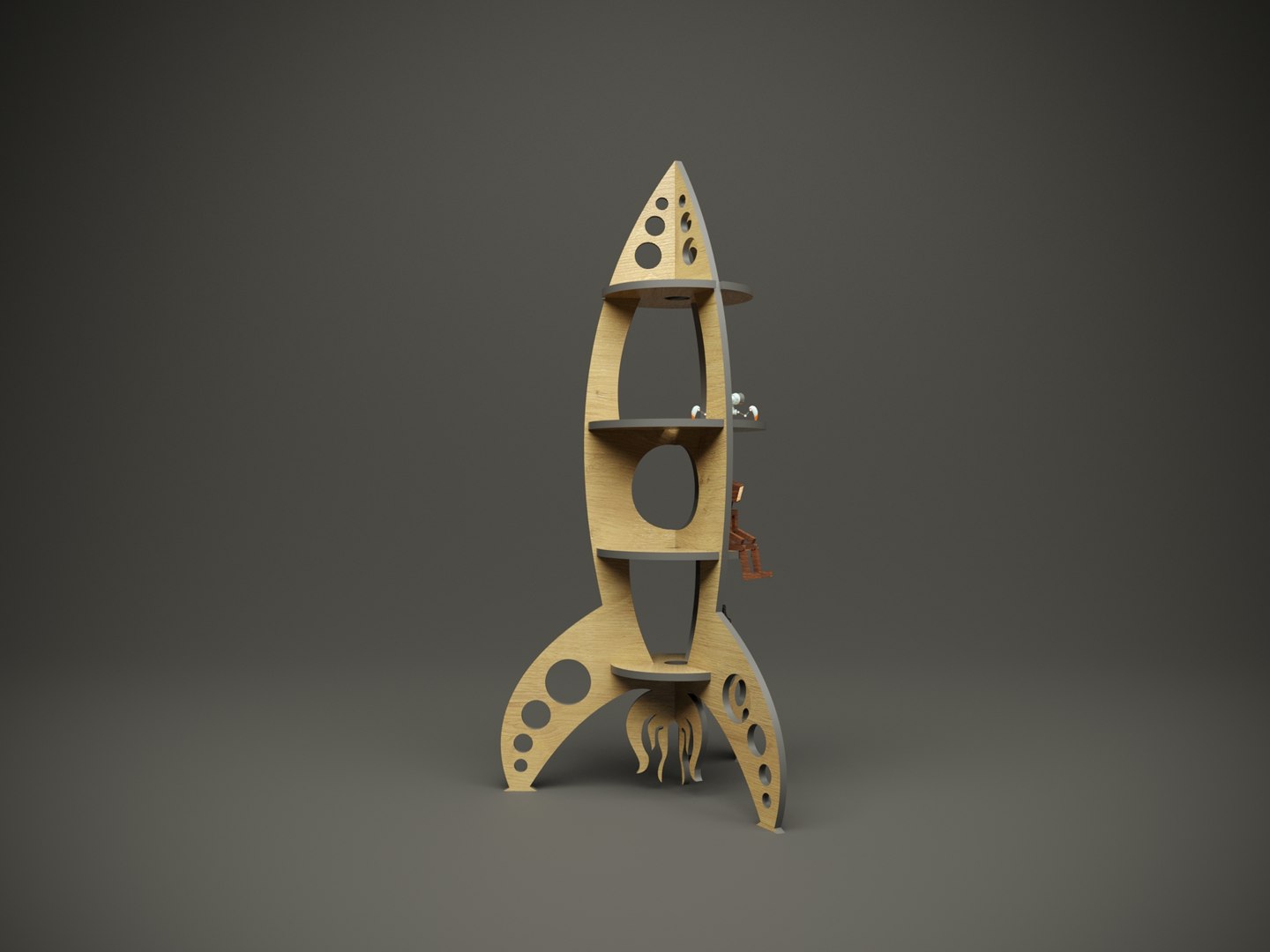 Wood Parametric Rocket Childrens Shelf Model For Cnc Machine 3D ...