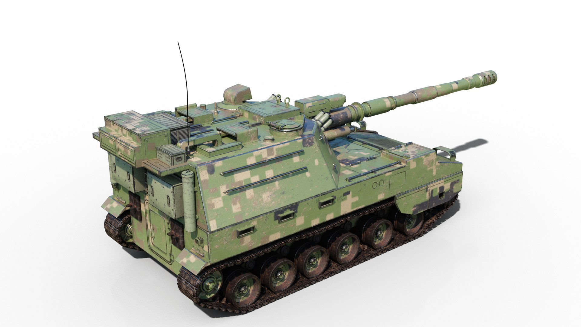 3D 4 Coatings Of PLA Army PLZ45A4 155mm Self-propelled Howitzer ...