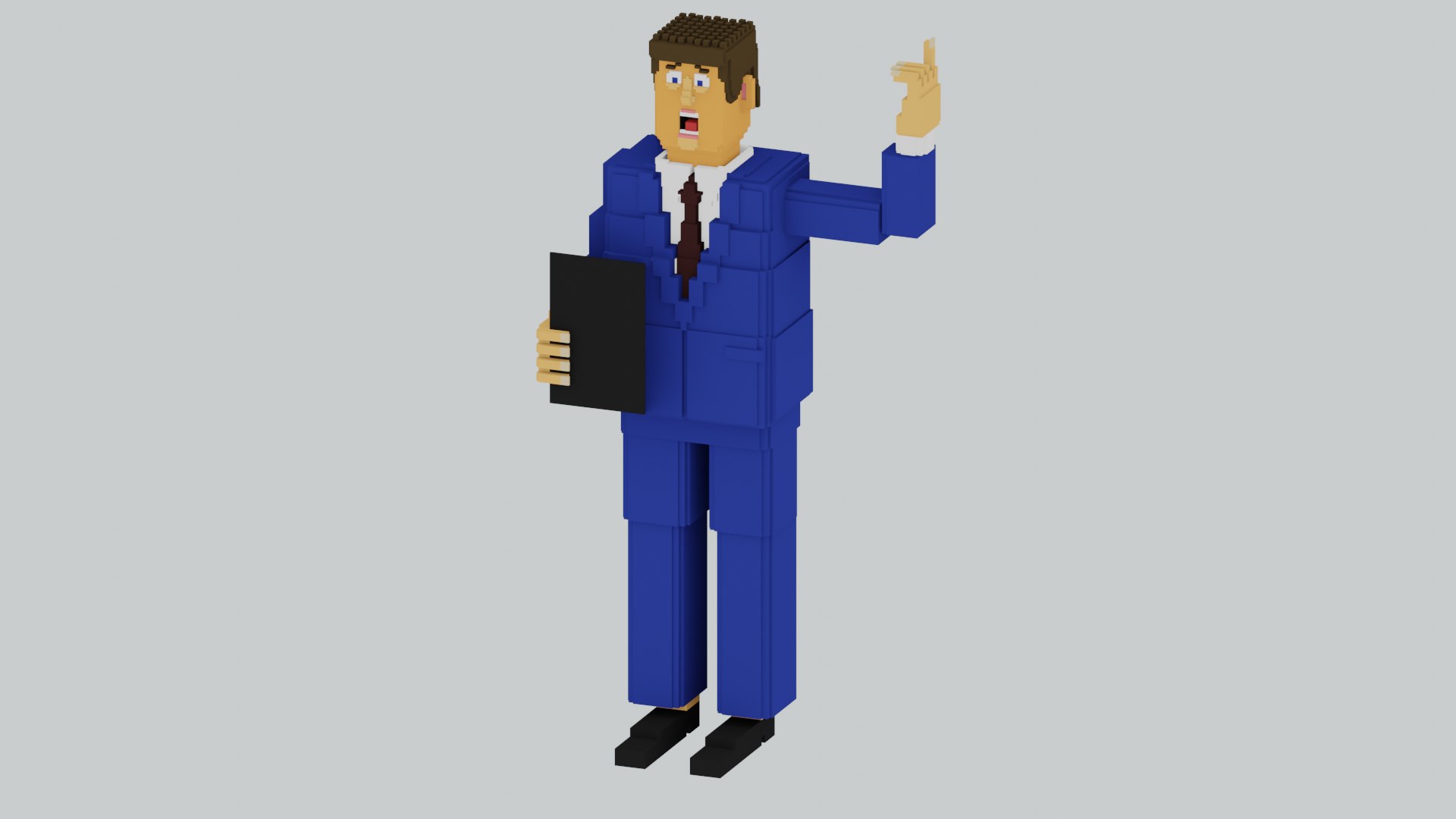 Worried Investor Businessman Cartoon 8 Bit Stylized Voxel Art 3D Model ...