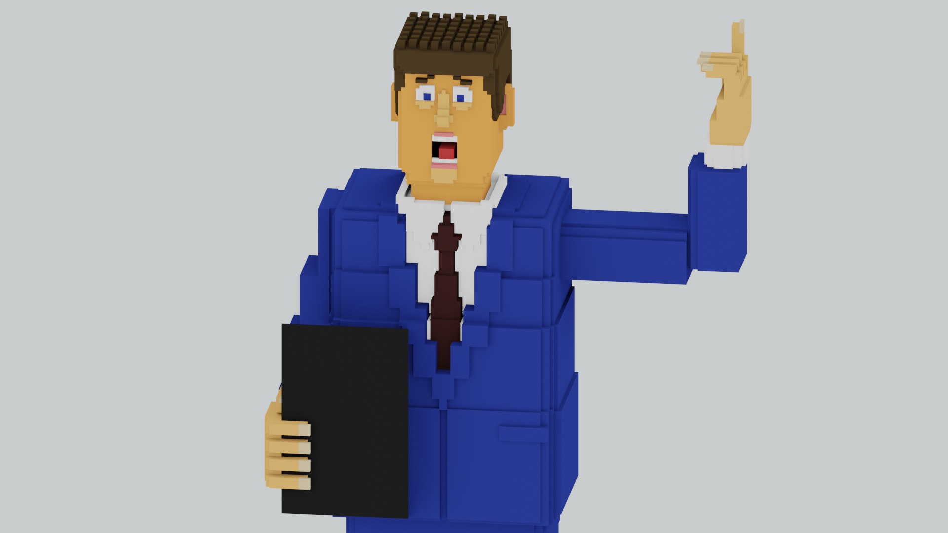Worried Investor Businessman Cartoon 8 Bit Stylized Voxel Art 3D Model ...