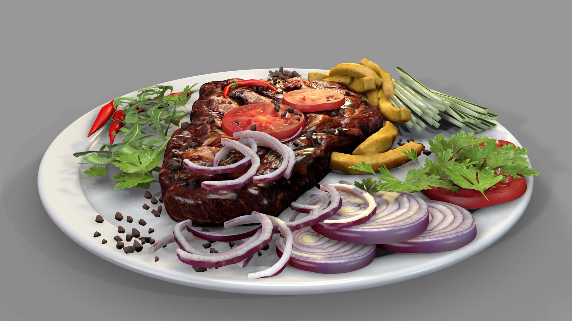 Barbecued Lamb Steaks 3D Model - TurboSquid 2218843
