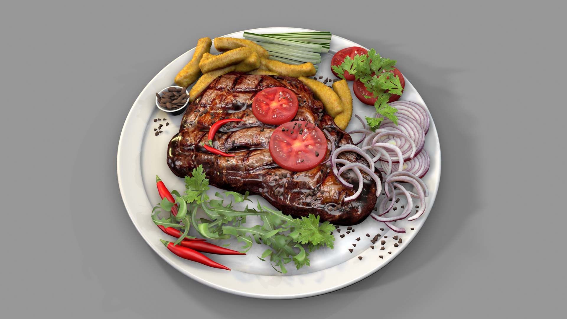 Barbecued Lamb Steaks 3D Model - TurboSquid 2218843