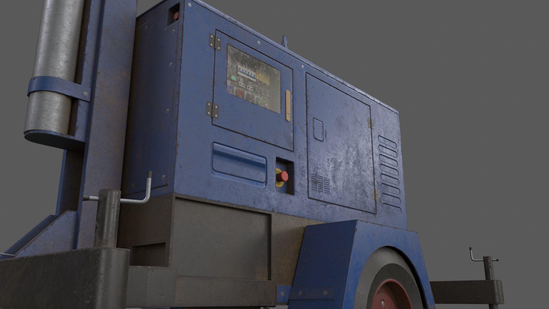 3D Model PBR Mobile Light Tower Generator A - Blue - TurboSquid 1900821