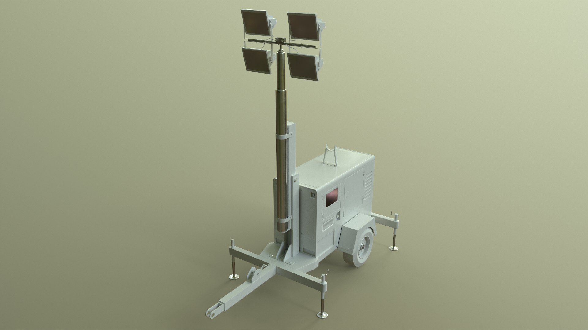3D Model PBR Mobile Light Tower Generator A - Blue - TurboSquid 1900821