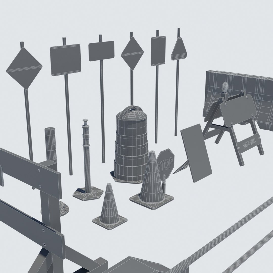 3d Model Of Road Construction Tool Equipment