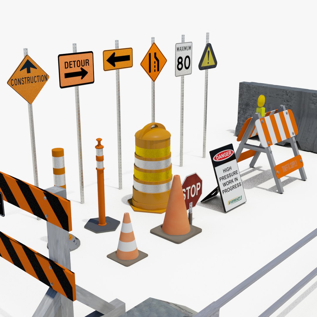 3d Model Of Road Construction Tool Equipment
