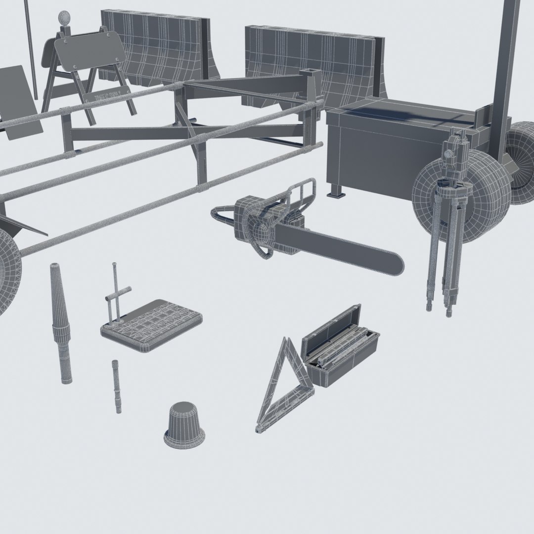 3d Model Of Road Construction Tool Equipment
