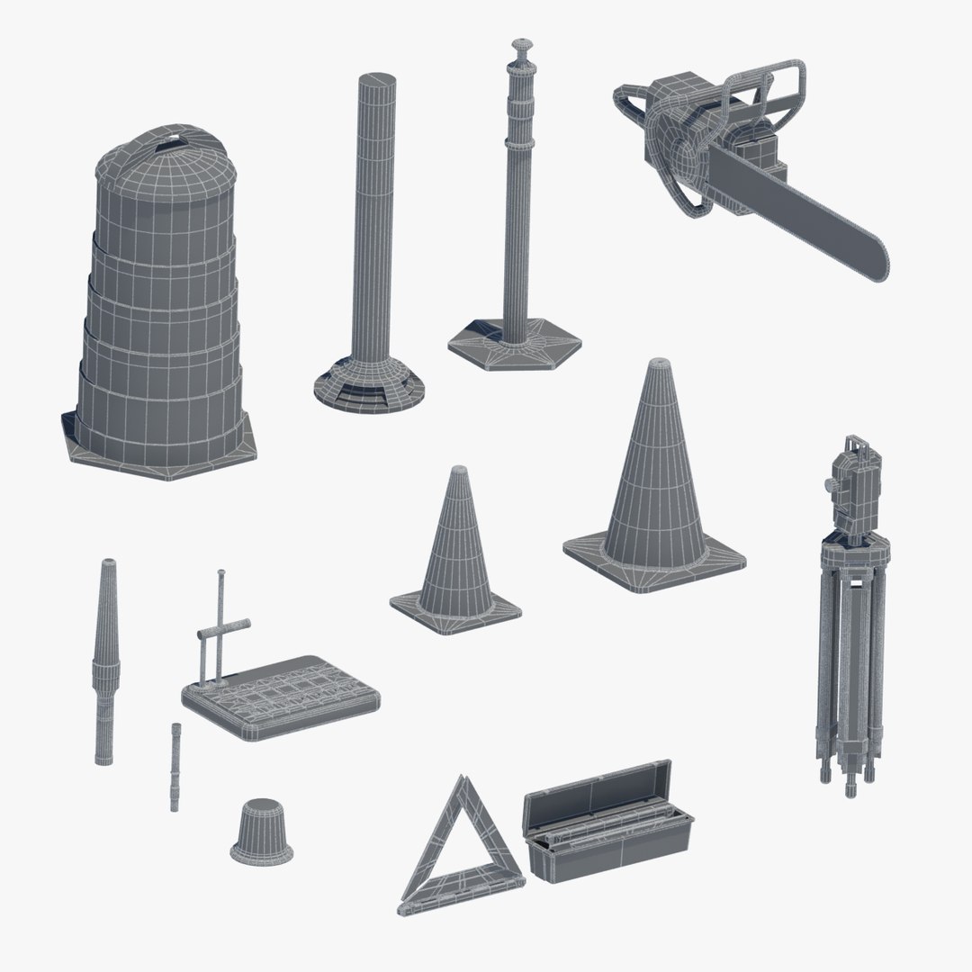 3d Model Of Road Construction Tool Equipment