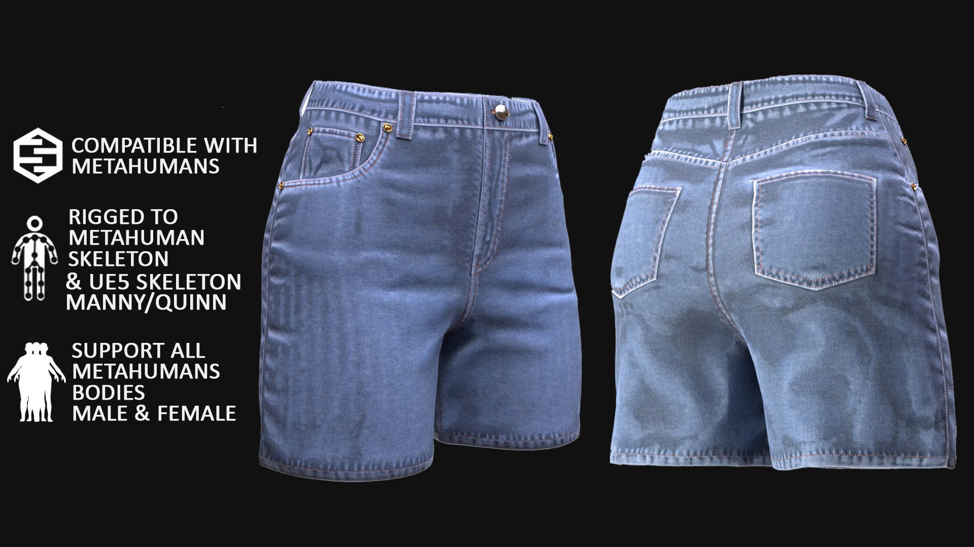 3D Shorts 23 - All MH Bodies UE5 Skeletons - Rigged Model - TurboSquid 2263304