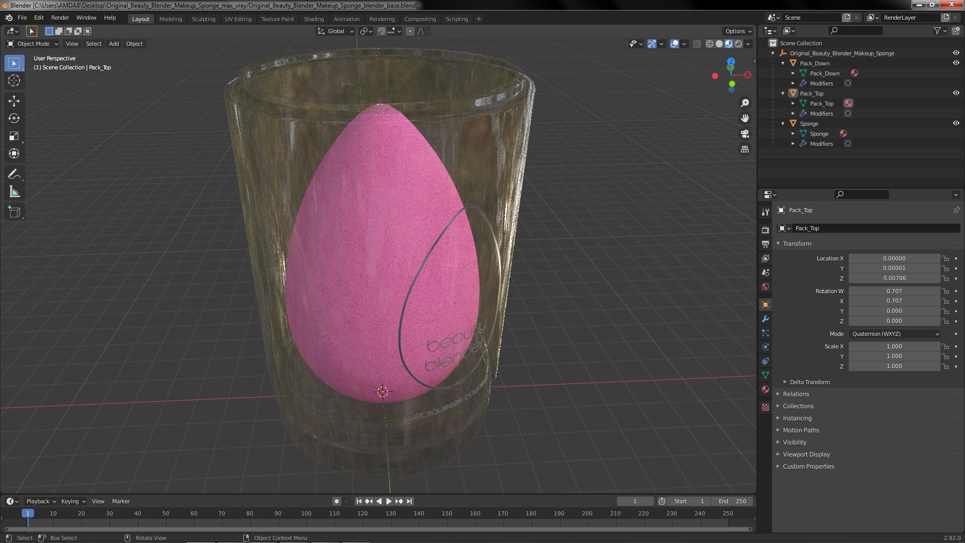 Original Beauty Blender Makeup Sponge 3D Model - TurboSquid 2047649