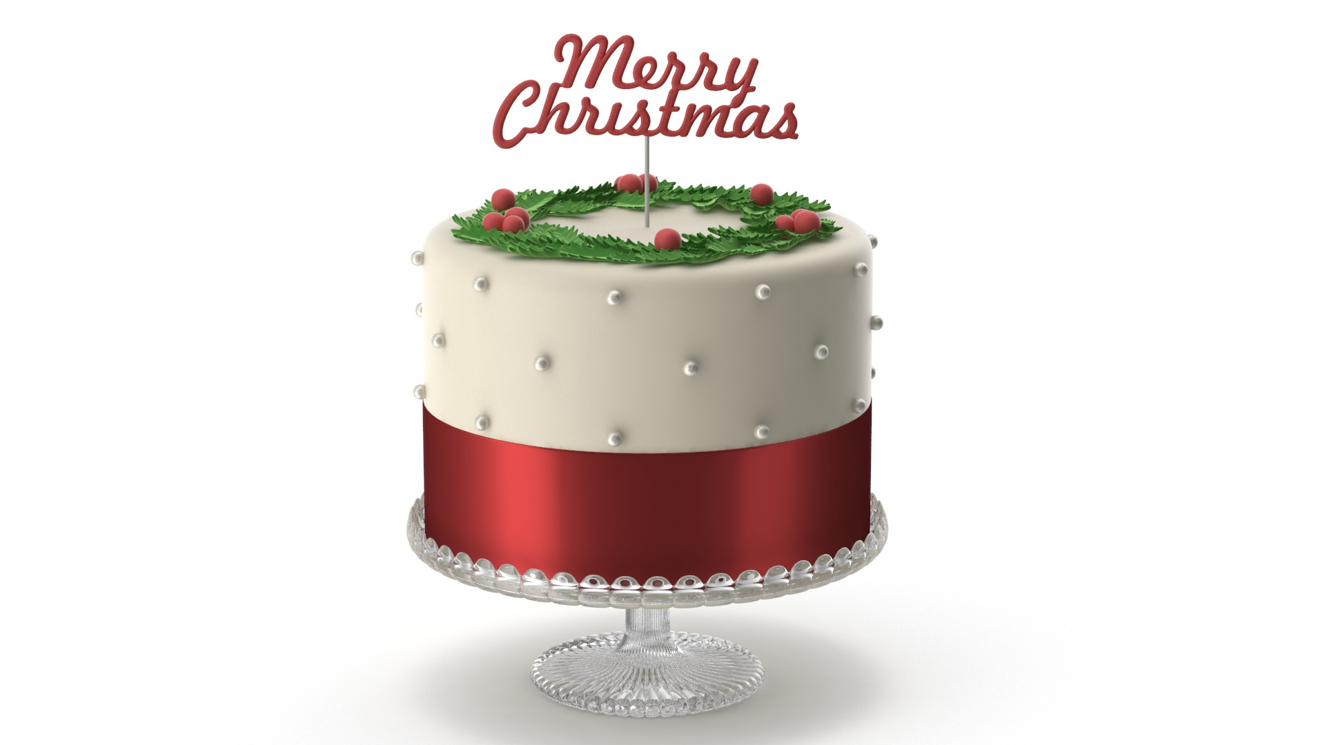 Christmas Cake With Topper Merry Christmas Model - TurboSquid 1803856