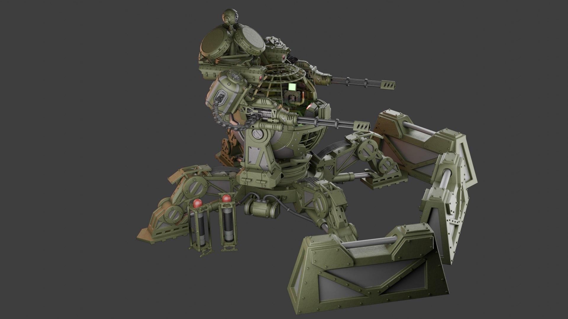 3D Manned Turret With Control Cockpit - TurboSquid 2164347