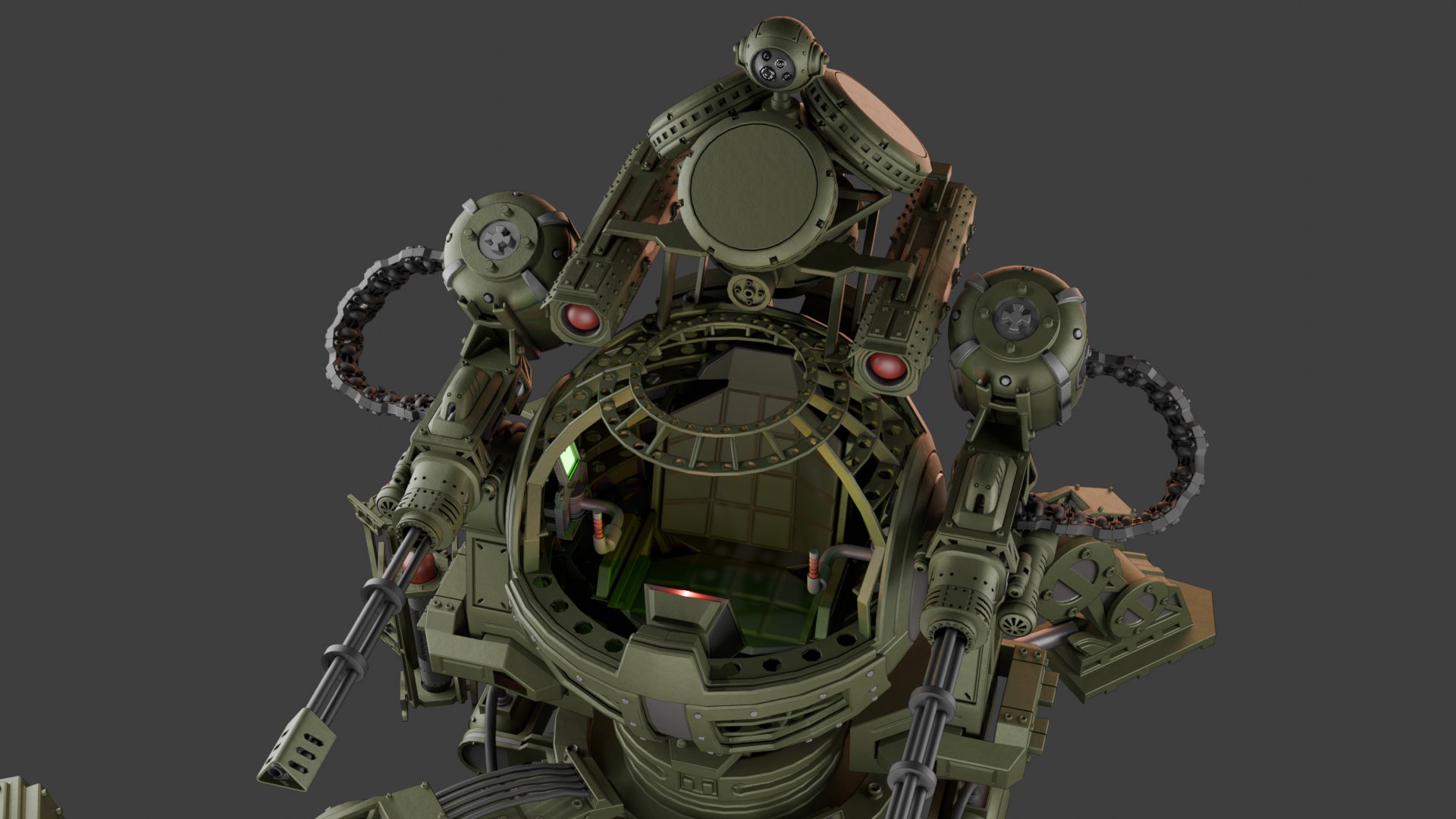 3D Manned Turret With Control Cockpit - TurboSquid 2164347
