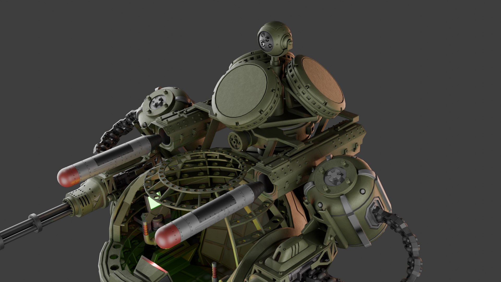 3D Manned turret with control cockpit - TurboSquid 2164347