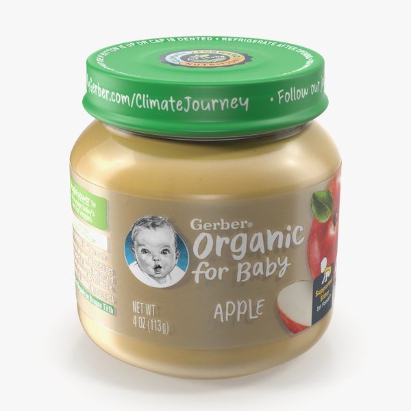 modelo 3d Organic Baby Food Jar Gerber Apple 113g - TurboSquid 2098680