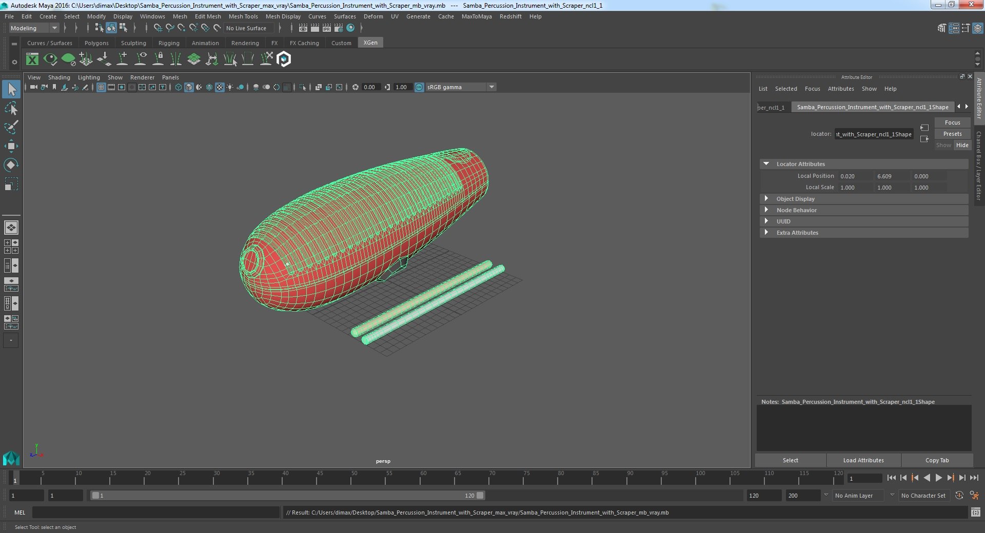 3D Model Samba Percussion Instrument Scraper - TurboSquid 1645904