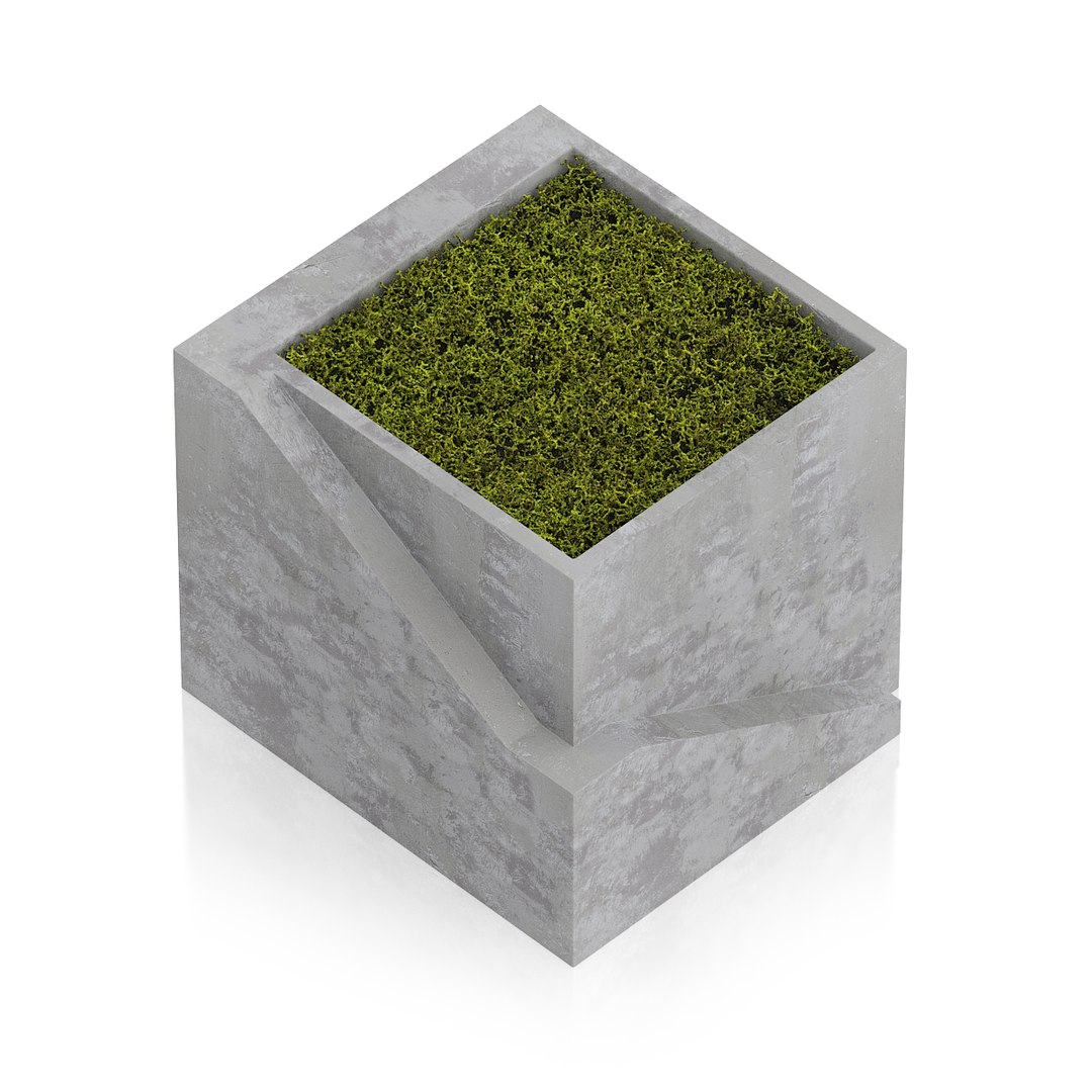 3d square moss pot