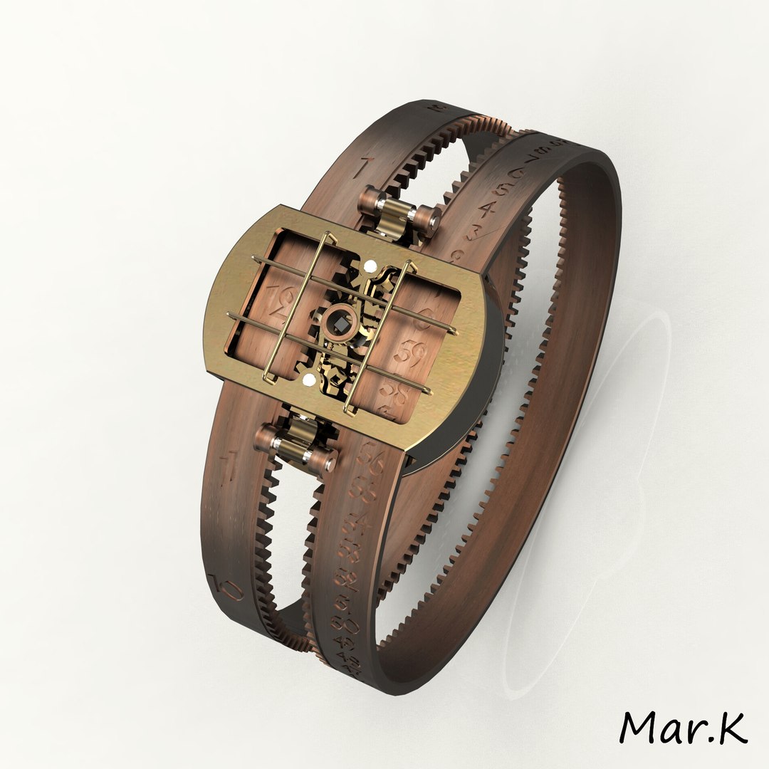 steampunk bracelet watch 3d model