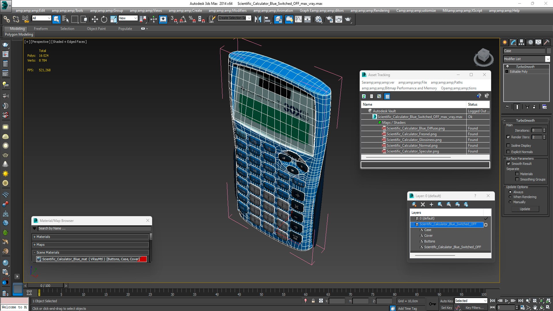 3D Model Scientific Calculator Blue Switched OFF - TurboSquid 2148624
