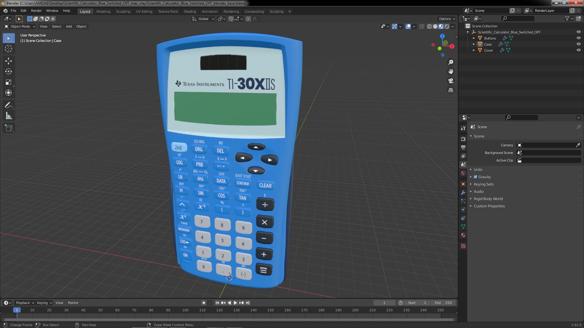 3D Model Scientific Calculator Blue Switched OFF - TurboSquid 2148624