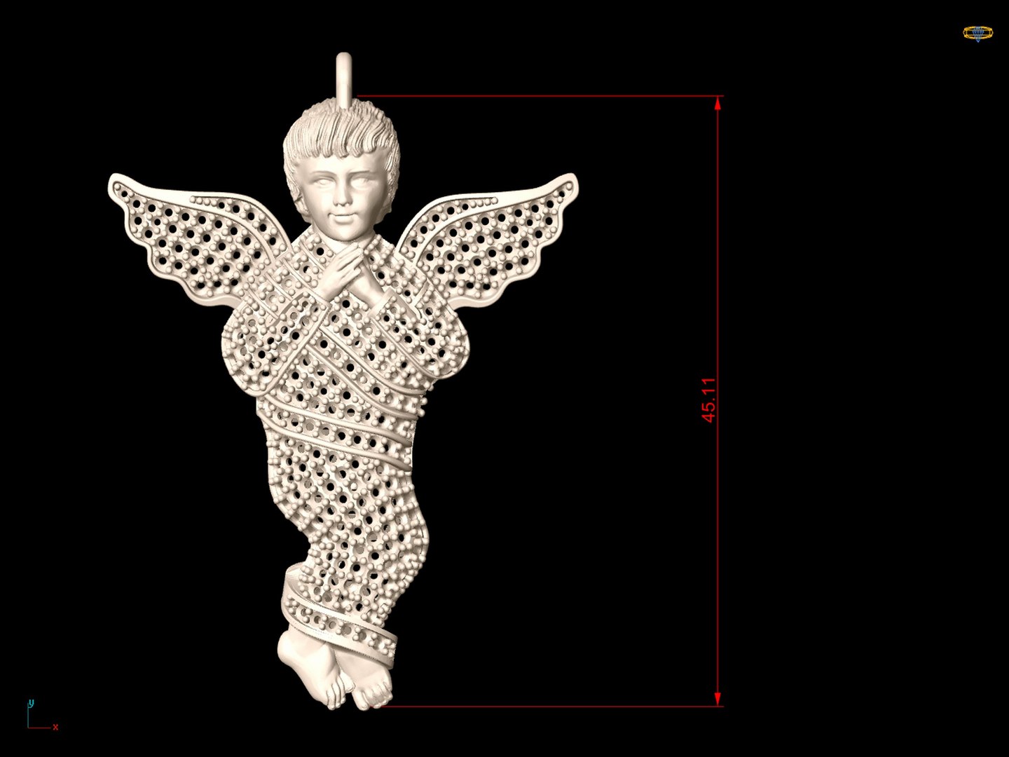 3D Baby Angel Wings Pendant 3D STL 3DM Wing Jewelry Diamond Luxury 3D ...