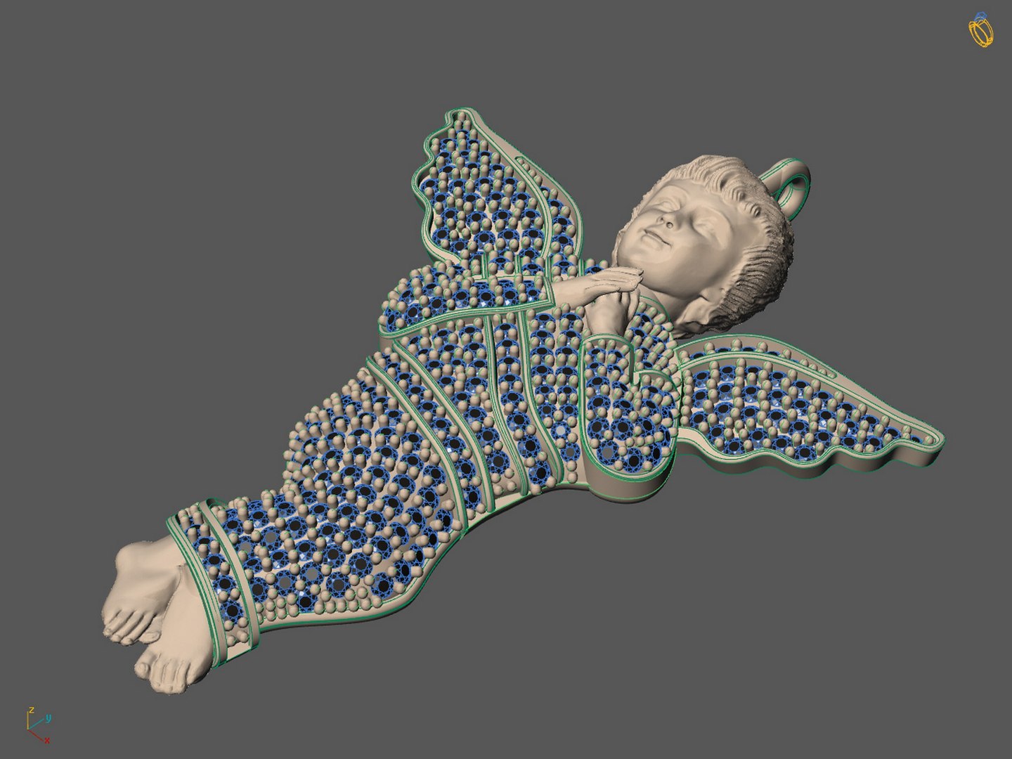 3D Baby Angel Wings Pendant 3D STL 3DM Wing Jewelry Diamond Luxury 3D ...