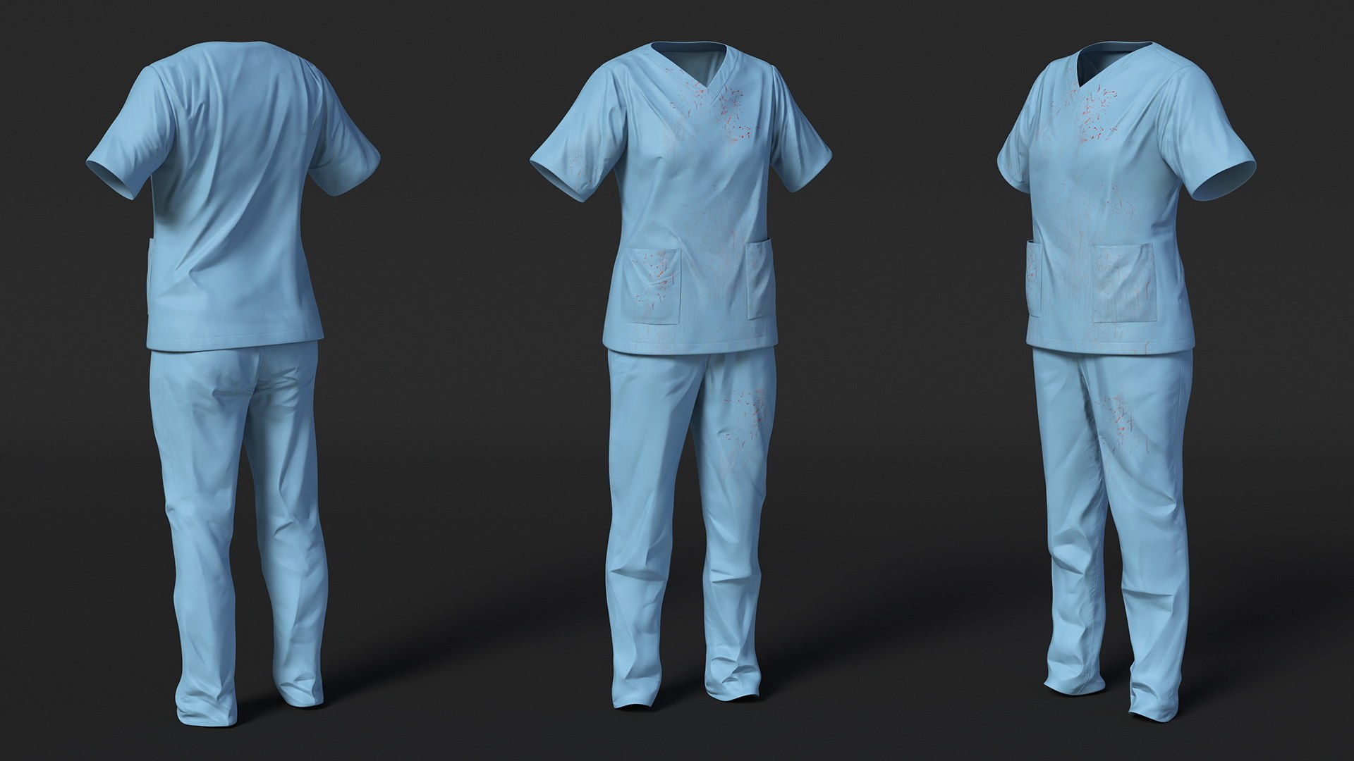 Medical Scrubs Uniform With Stains 3D Model - TurboSquid 2191887