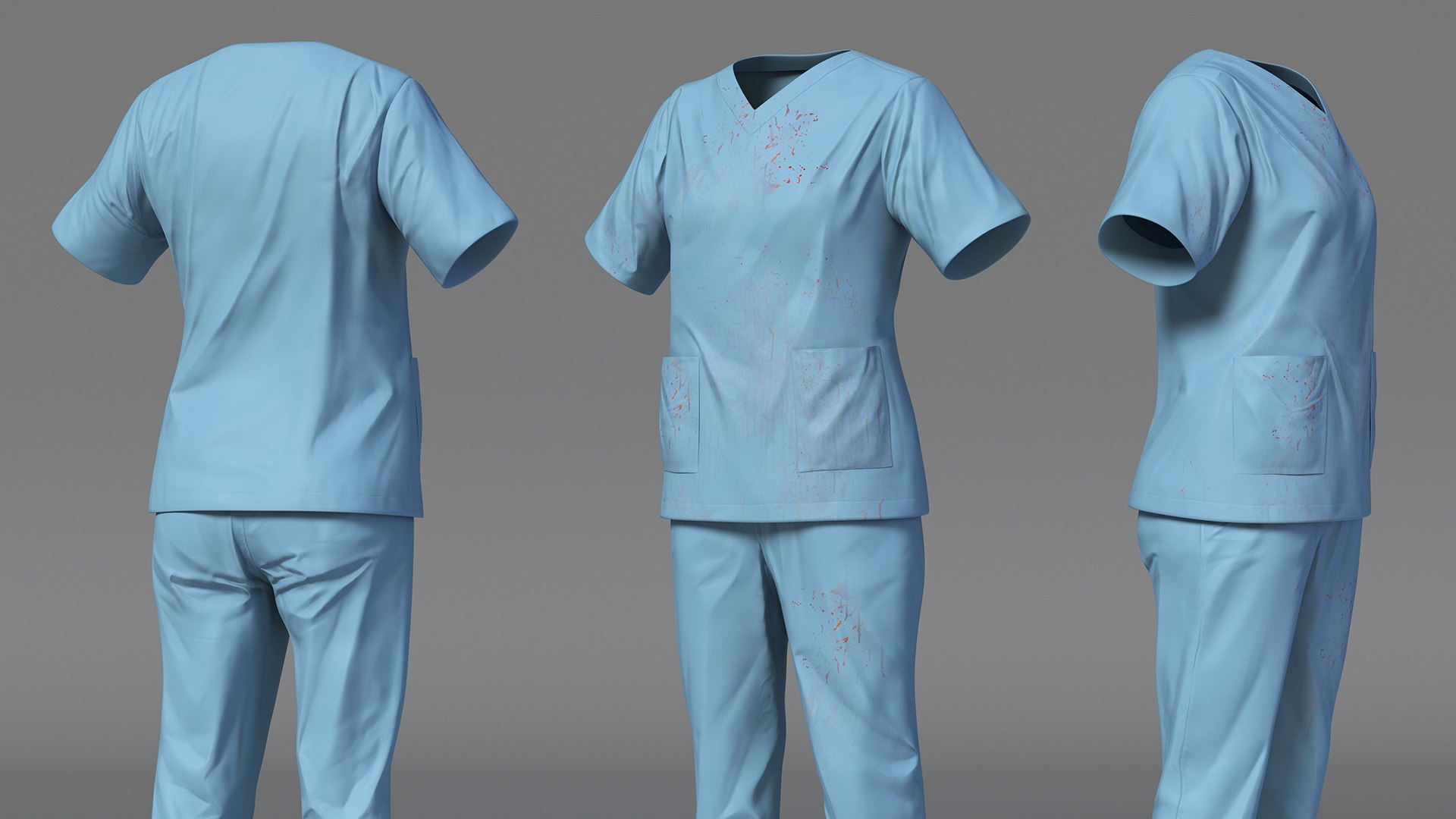 Medical Scrubs Uniform With Stains 3D Model - TurboSquid 2191887