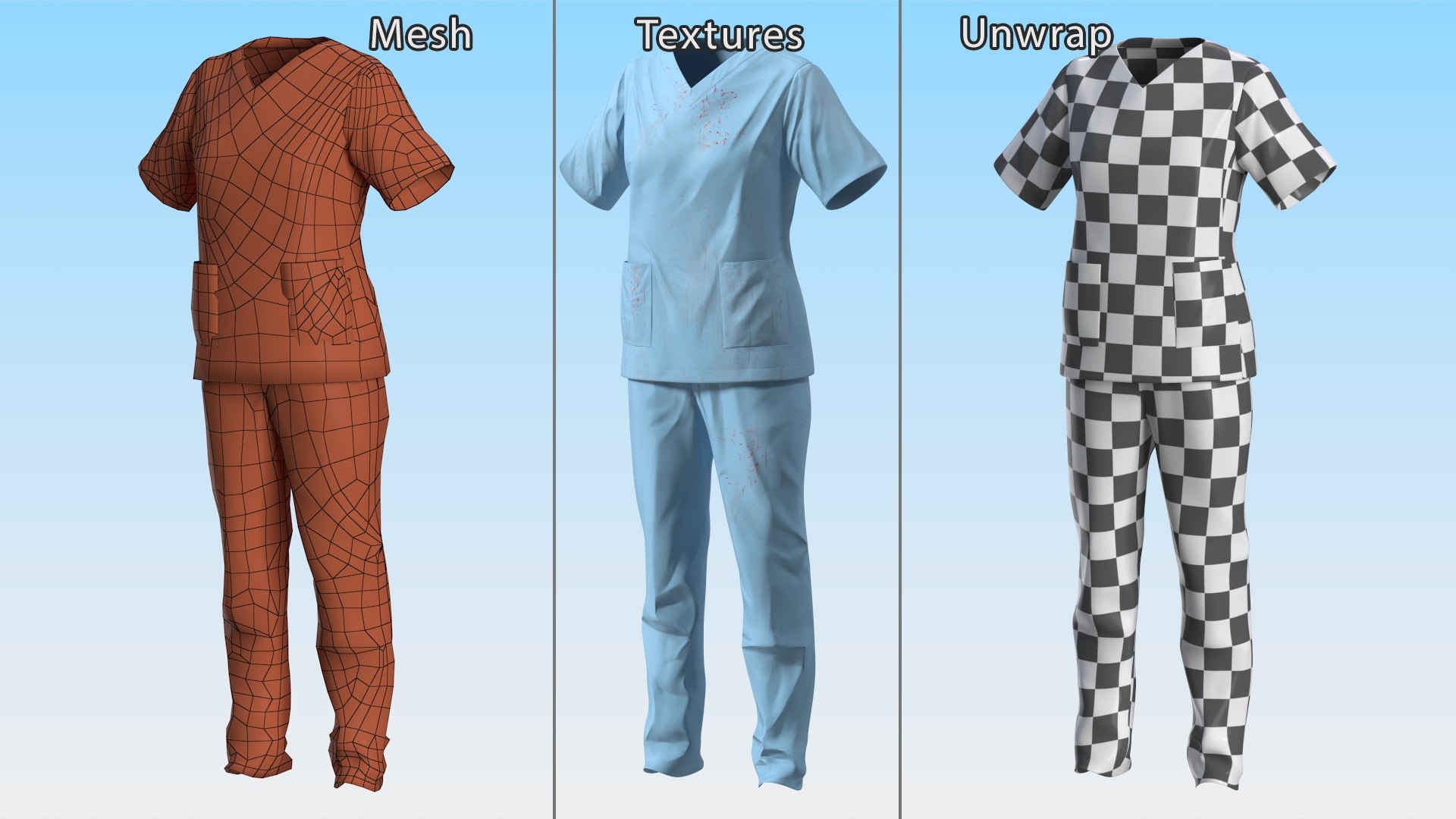 Medical Scrubs Uniform With Stains 3D Model - TurboSquid 2191887