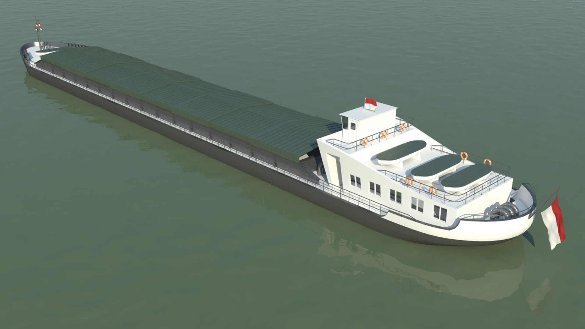 3d Model Covered Freighter