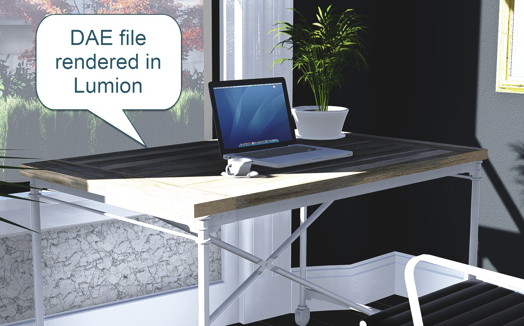 3d Model Desk Reclaimed Wood