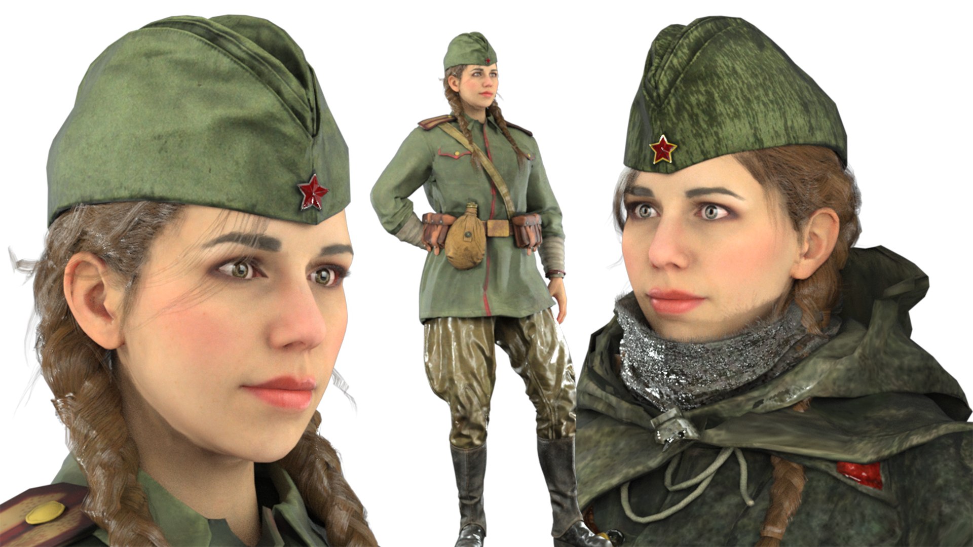 Realistic Rigged Napoleon Soldier Girl-A Character 3D Model 3D model ...