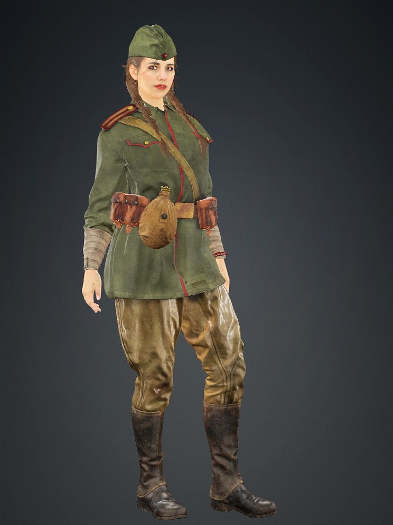 Realistic Rigged Napoleon Soldier Girl-A Character 3D Model 3D model ...