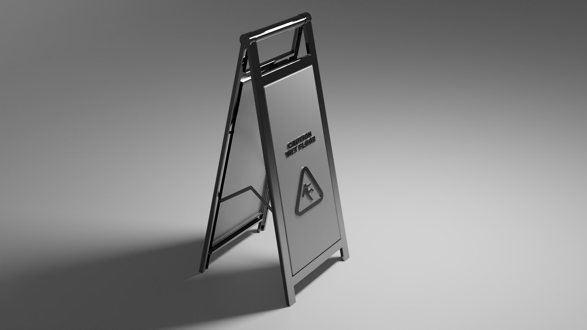 3D Model Stainless Steel Wet Floor Signal - TurboSquid 1963624