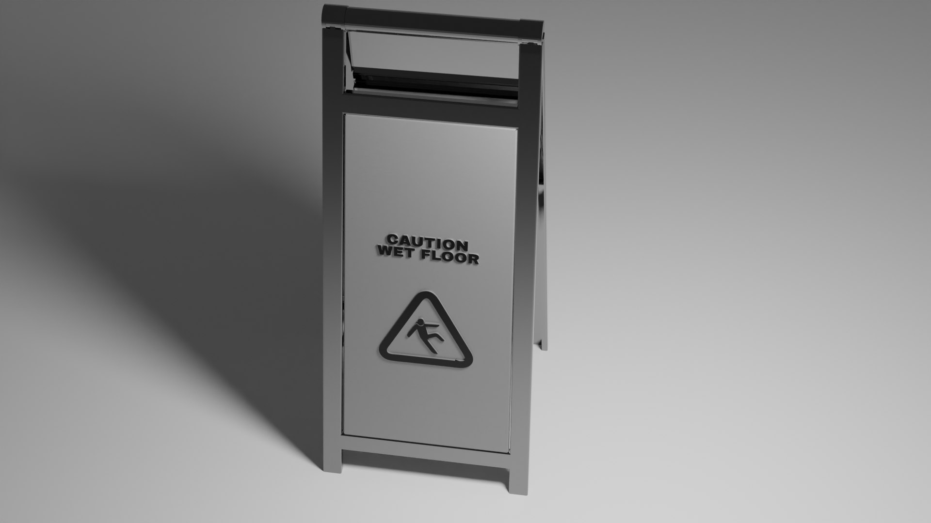 3D Model Stainless Steel Wet Floor Signal - TurboSquid 1963624