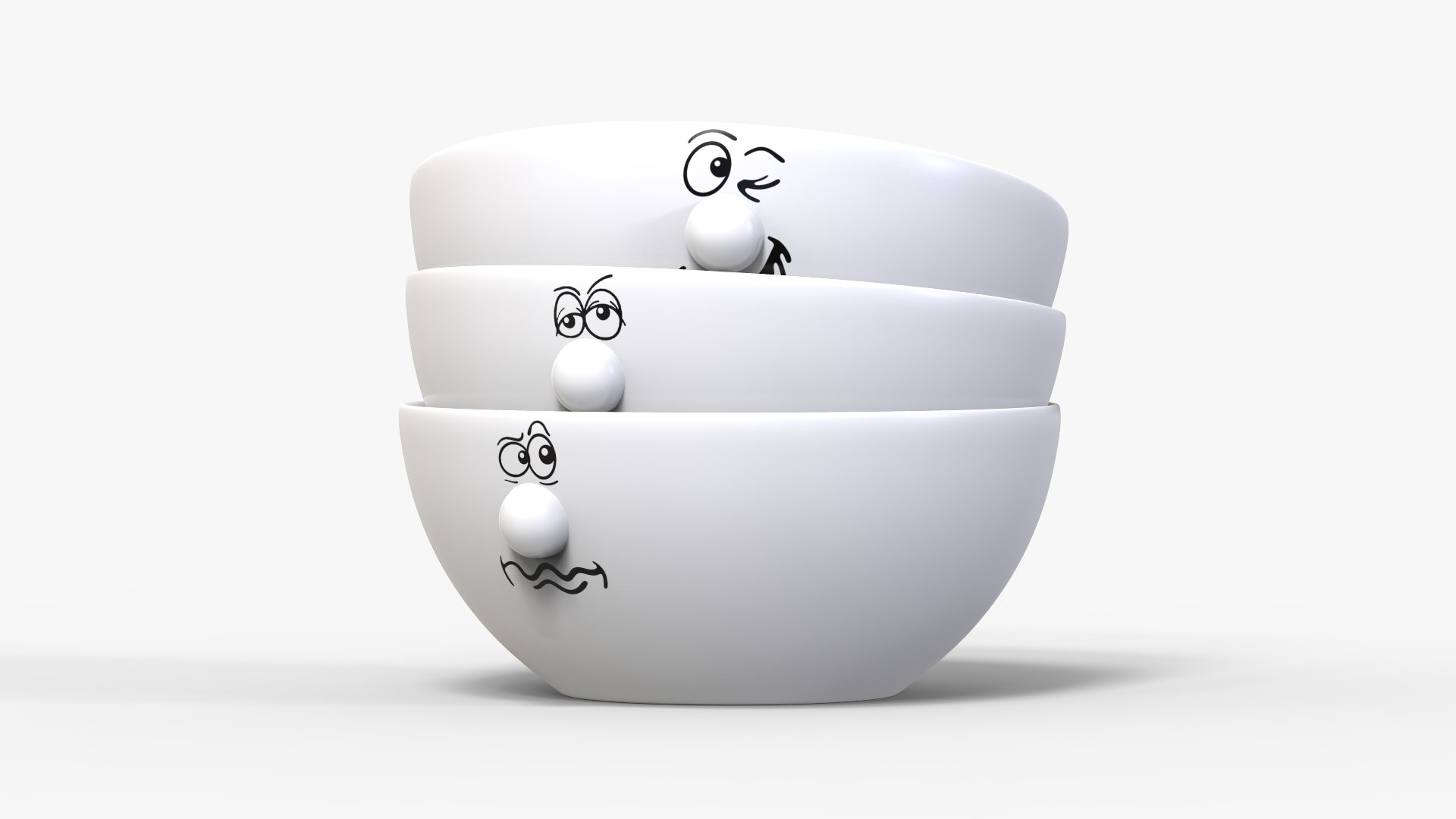 3D 3 Funny Bowls Model - TurboSquid 1469813
