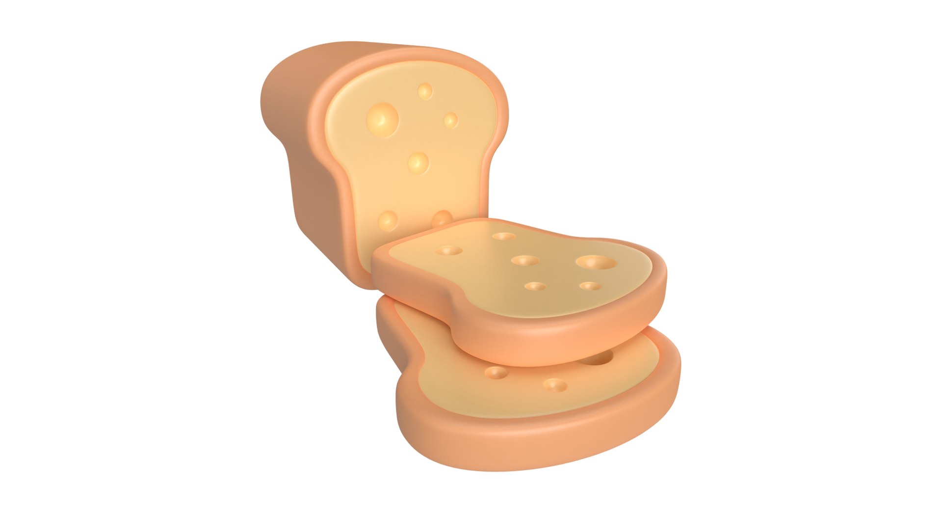 3D Cartoon White Bread Sandwich model - TurboSquid 1960872