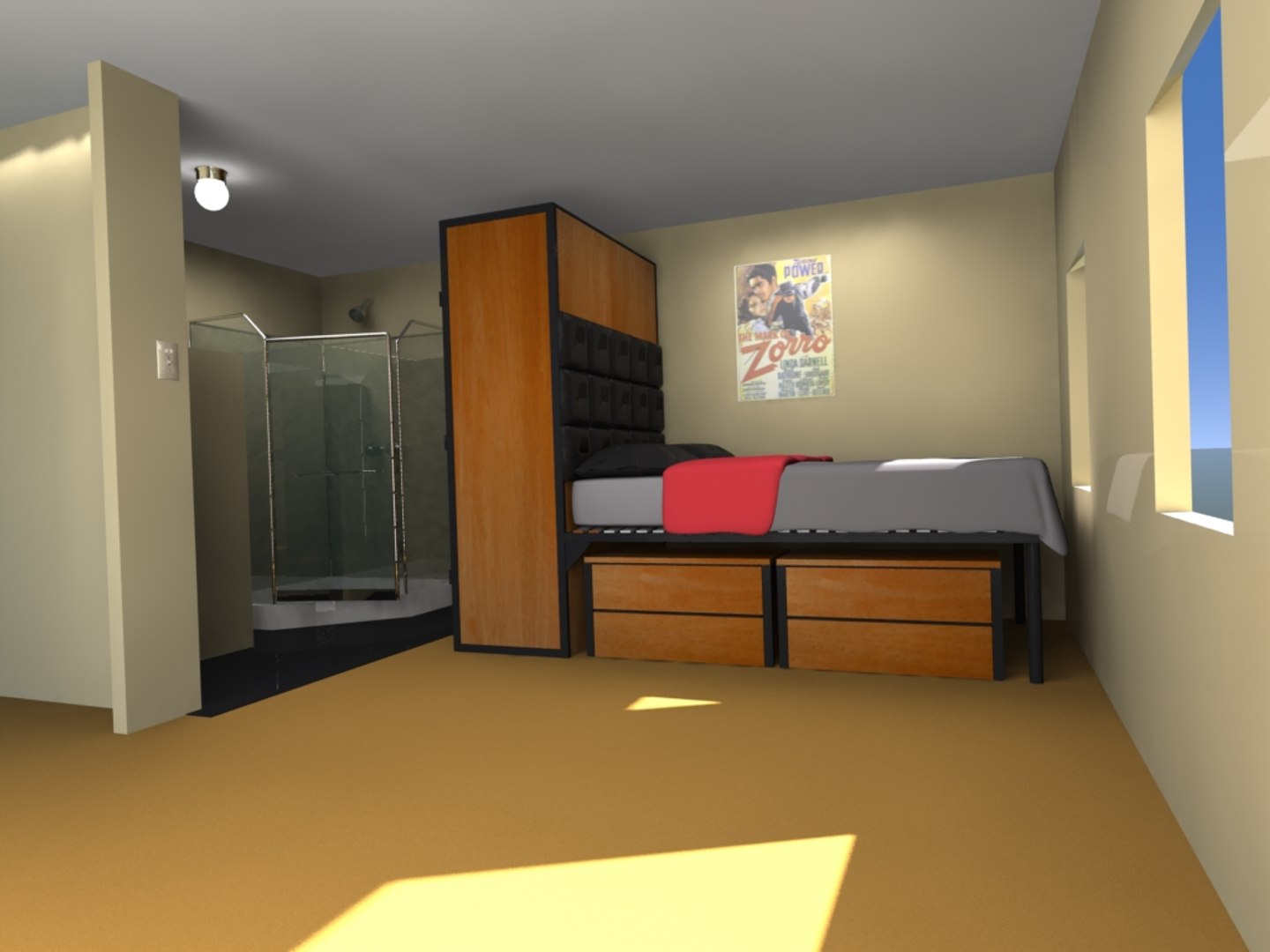Lightwave Dorm Room Bed Wardrobe