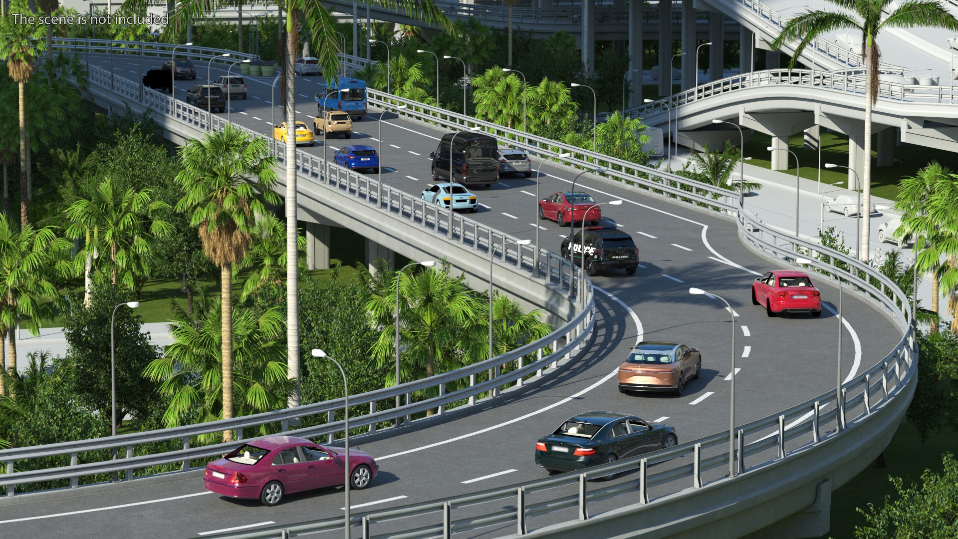 Connectable Highway Road Elements Entrance Curved 3D Model - TurboSquid ...