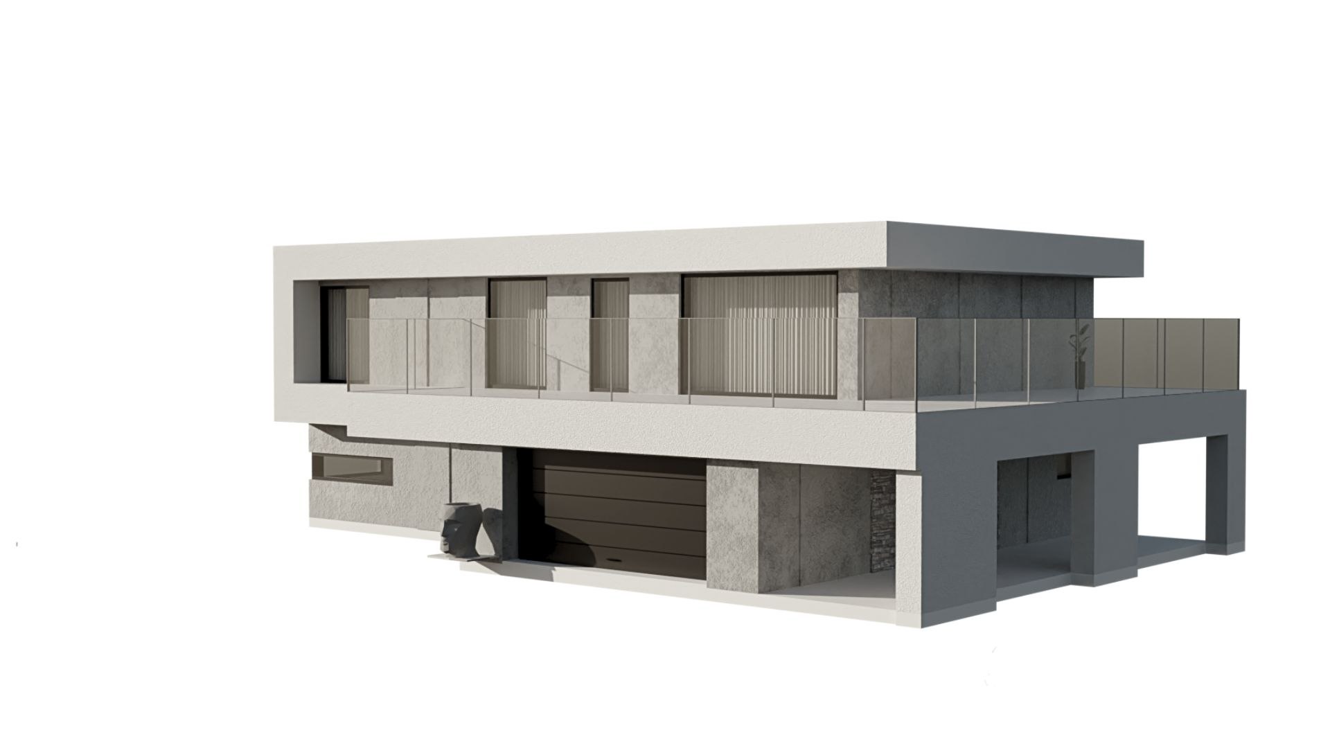 3D Modern Single - Family House With Flat Roof Model - TurboSquid 2225980
