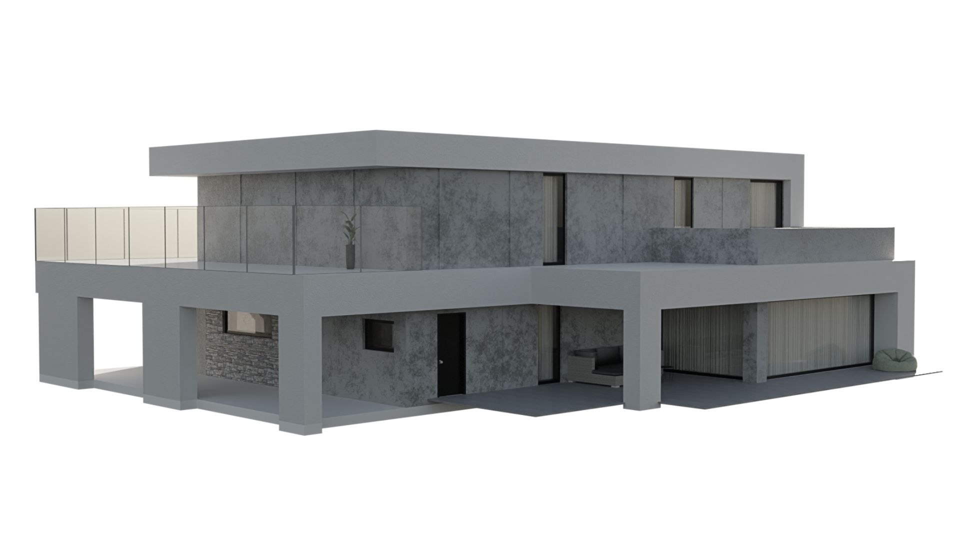 3D Modern Single - Family House With Flat Roof Model - TurboSquid 2225980