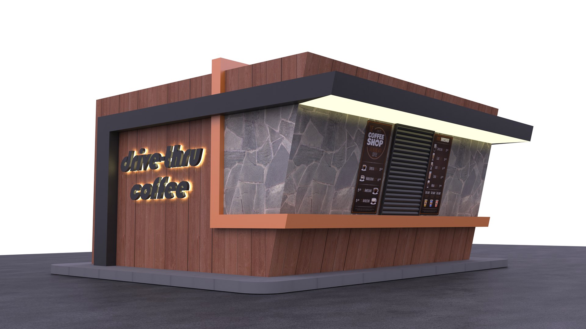 Drive Thru Coffee Shop Model - TurboSquid 1833606