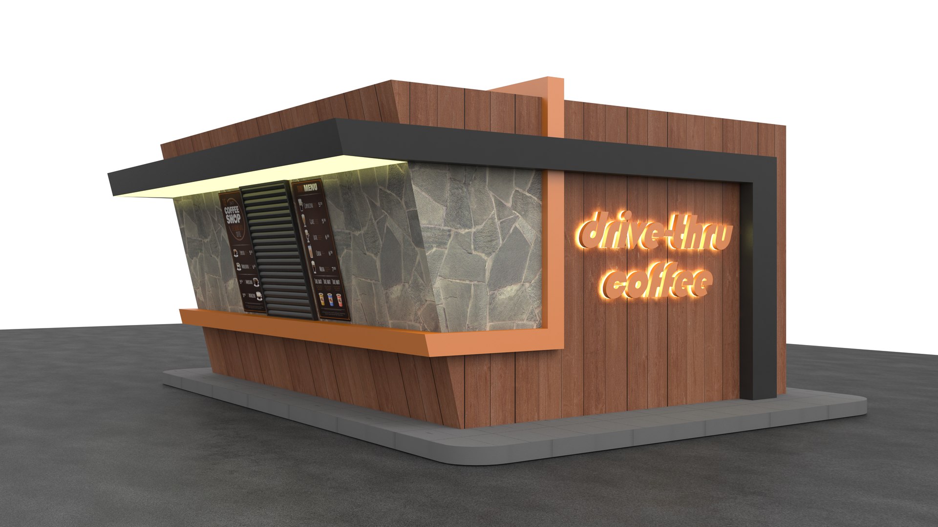 Drive Thru Coffee Shop Model - TurboSquid 1833606