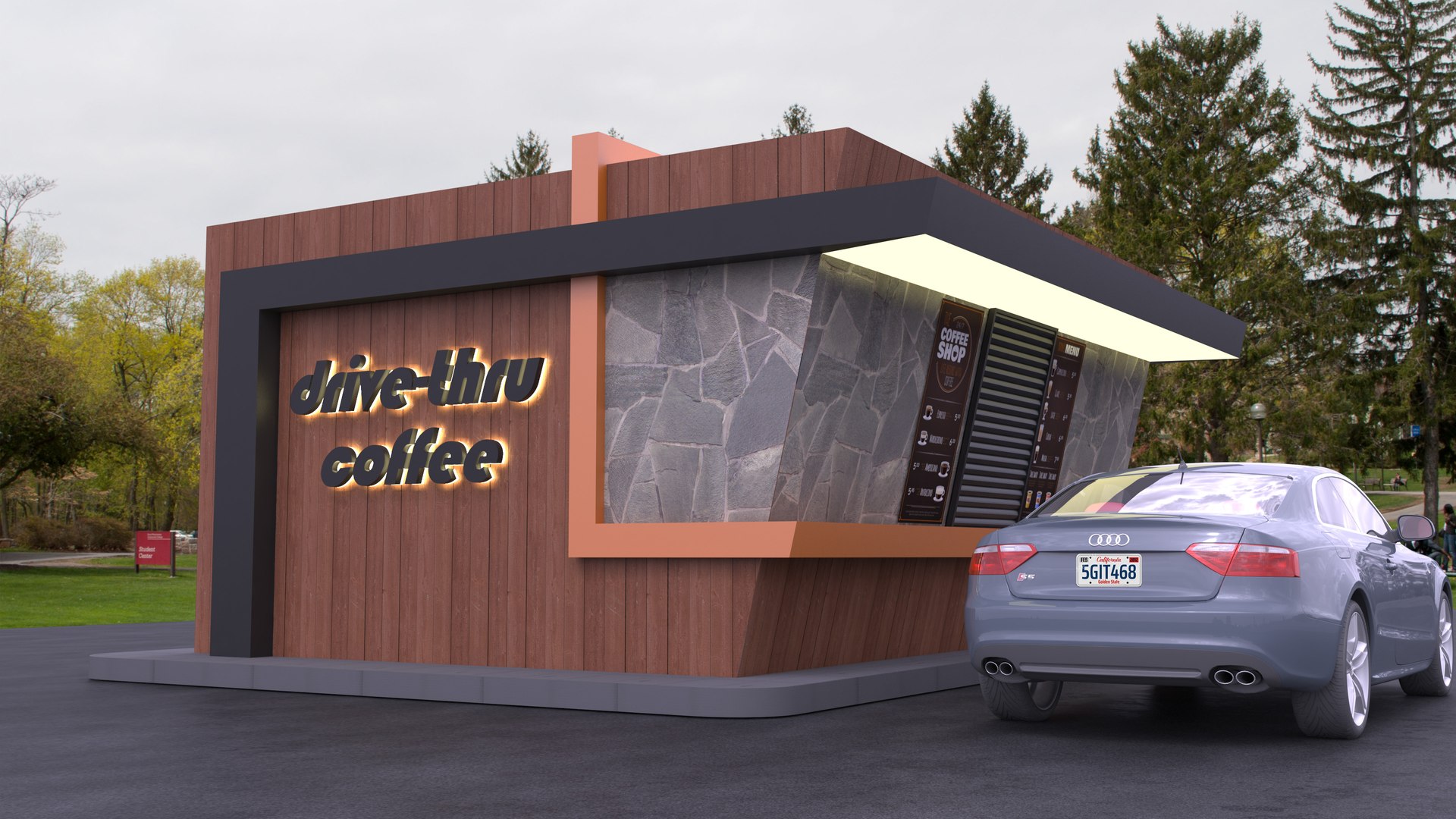 Drive Thru Coffee Shop Model - TurboSquid 1833606