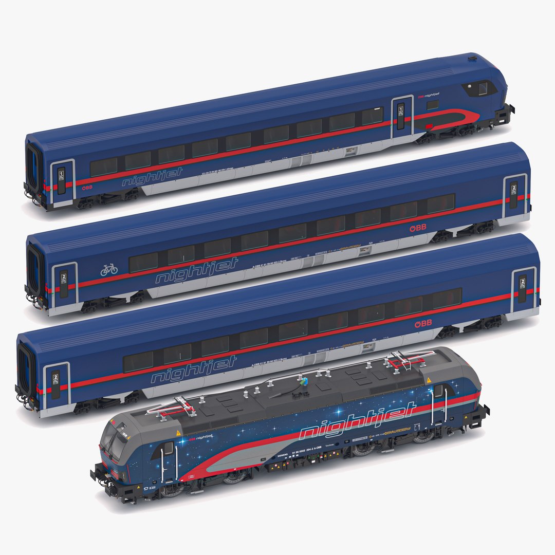 3D Model Passenger Train OBB Nightjet Collection 2 - TurboSquid 2183668